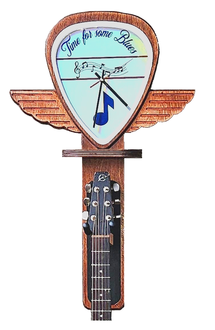 Guitar Neck Hanger with Clock- Pick Shaped – DrewsWoodCraft (DWC)